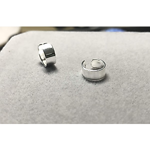 Wide Silver Ear Cuff Smooth - Sterling Silver Adjustable No Piercing Ear Cuff - Minimalist Ear Cuff