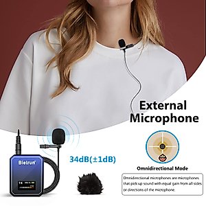 Portable Wireless Lavalier Microphone for iPhone, Camera, Android, Gopro 6/7/8/9/10,Gain Adjustment＆Mute,Wireless Lapel Clip On Mic System for Video Recording,YouTube,Vlog(164 ft Range)with Windshield