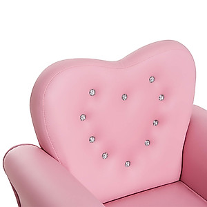 Qaba Kids Sofa Toddler Tufted Upholstered Sofa Chair Princess Couch Furniture with Diamond Decoration for Preschool Child, Pink