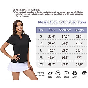 DOTIN Women's 2 Pack V-Neck Golf Polo Shirts Short Sleeve Collarless Quick Dry Sport T-Shirts Workout Tops