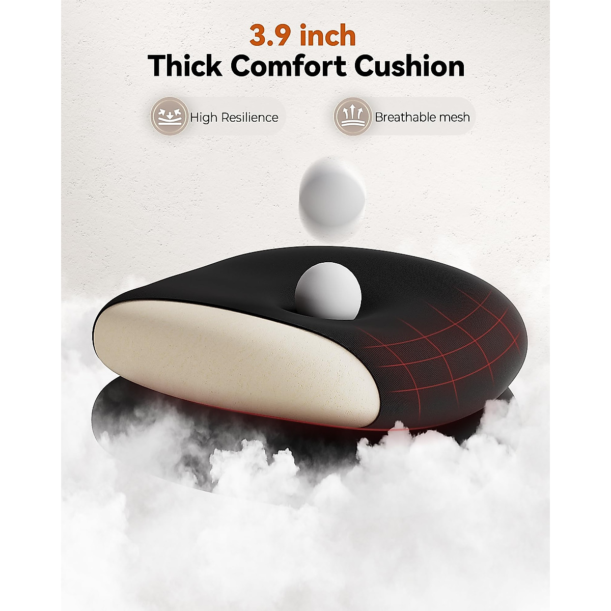 CAPOT Ergonomic Office Chair 350lbs Capacity - 3.9-inche Cushion and Tall Back Computer Desk Chair Breathable Mesh - Comfortable Swivel Office Chair with Adjustable Lumbar Support