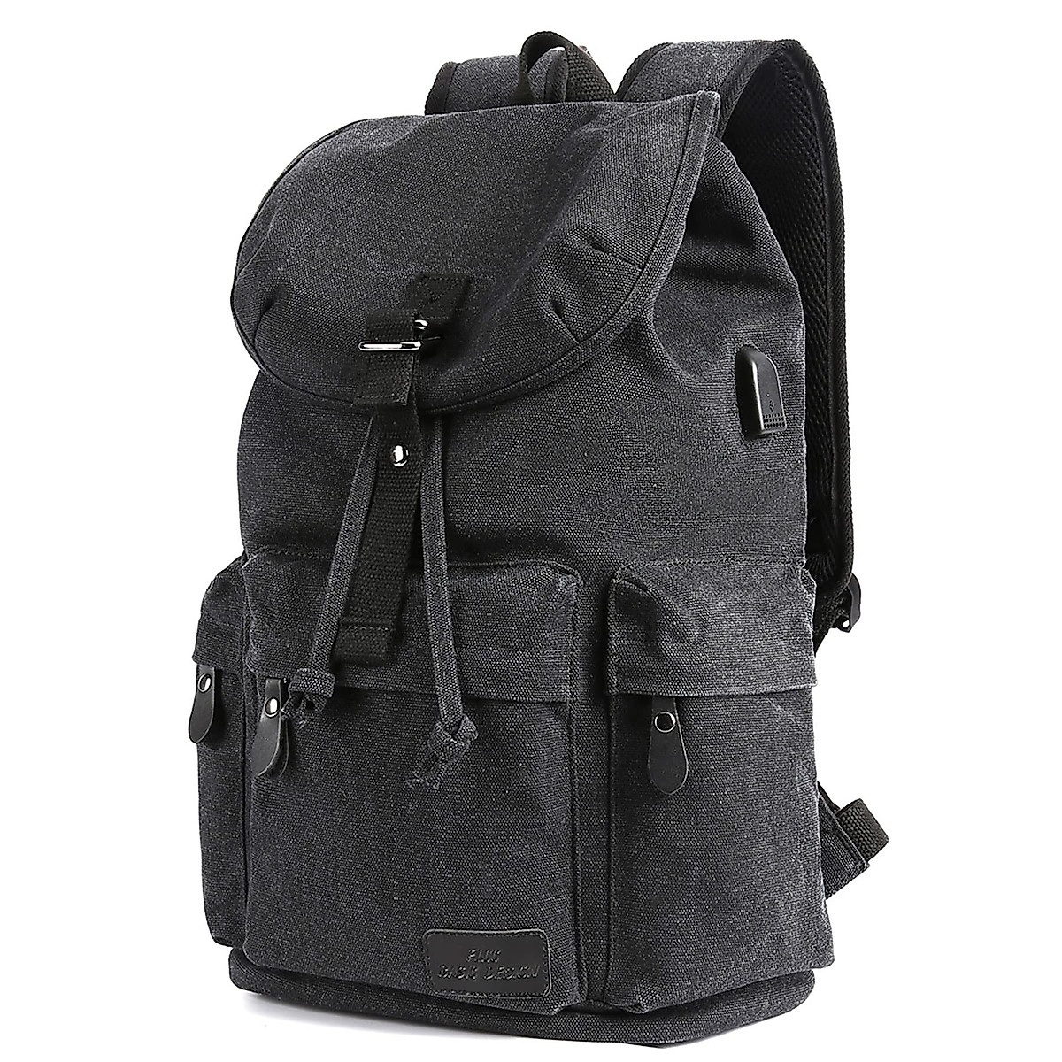 SYCNB Canvas Vintage Backpack for Men Women,Travel Laptop Backpack with USB Charging Port，Rucksack Fits 15.6 Inch Laptop