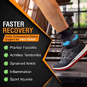 Doc Miller Foot Compression Sleeves for Plantar Fasciitis, Achilles Tendonitis, Heel & Arch Pain Relief, Best Nano Socks for Neuropathy Relief, for Men & Women, Stabilizing Toeless Design (Black, X-Large)