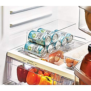 iDesign Refrigerator and Freezer Storage Organizer Bins for Kitchen, Soda Can Holder - Set of 6, Clear