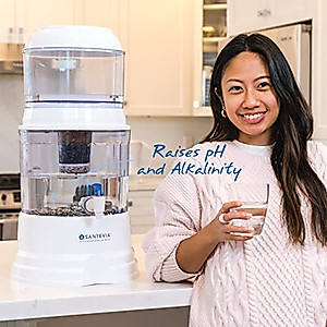 Santevia Gravity Water System Filter | at Home Water Filter That Makes Water Alkaline and Adds Minerals | Chlorine and Fluoride Filter (Countertop Model)