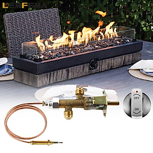 Lemfema Low Pressure LPG Propane Gas Fireplace Fire Pit Flame Failure Safety Control Valve with Thermocouple Knob Switch Kit with 5/8”-18UNF(3/8" Flare Inlet & Outlet) for Propane Fire Pit, Fireplace