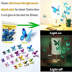 Glow in The Dark 3D Butterfly Stickers for Ceiling or Wall Decor, Adhesive 12pcs Butterflies for Kids Bedroom Nursery Living Room,Luminous Create a Realistic Butterflyry Home Garden