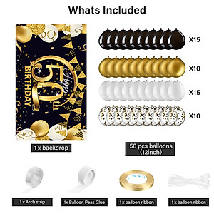 Tatuo Black and Gold 50th Happy Birthday Decorations Include Happy 50th Birthday Photography Backdrop Banner Black Gold Confetti Balloons Kit for Men Women Birthday Anniversary Party Supplies Decor