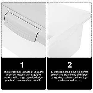 Cabilock Plastic Storage Bin with Lid Stackable Storage Tote Containers Plastic Containers Craft Tool and Toy Storage - Grey