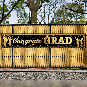Mocossmy Graduation Yard Banner 2022,9.8 x 1.6 Ft Large Congrats Grad Banner Black and Gold Graduation Yard Signs Decoration Backdrop for Photography High School College Graduation Party Decoration
