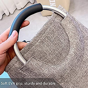 BoMao Laundry Bag, Collapsible Fabric Laundry Hamper with Cushioned Handles, Square Storage Basket for Store Clothes and Toys (Grey)