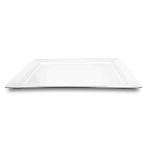 Melamine Serving Tray - 2 Piece 15.875" x 10.875" 100% Melamine Rectangular Platter,White Color | Shatter-Proof and Chip-Resistant Dishwasher Safe and BPA Free