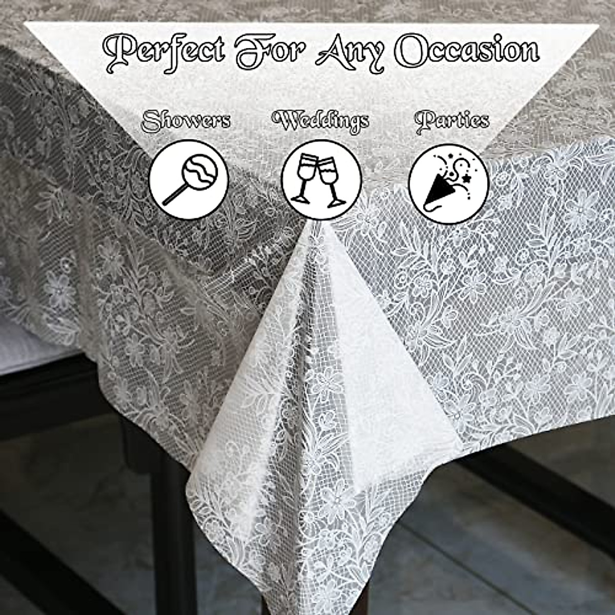 HEIPINIUYE 3 Pack Plastic Lace Tablecloth 54 X 108 Waterproof Disposable Lace Table Cover for Wedding Party Birthday Camping Bridal Shower Lace Paper Tablecloth
