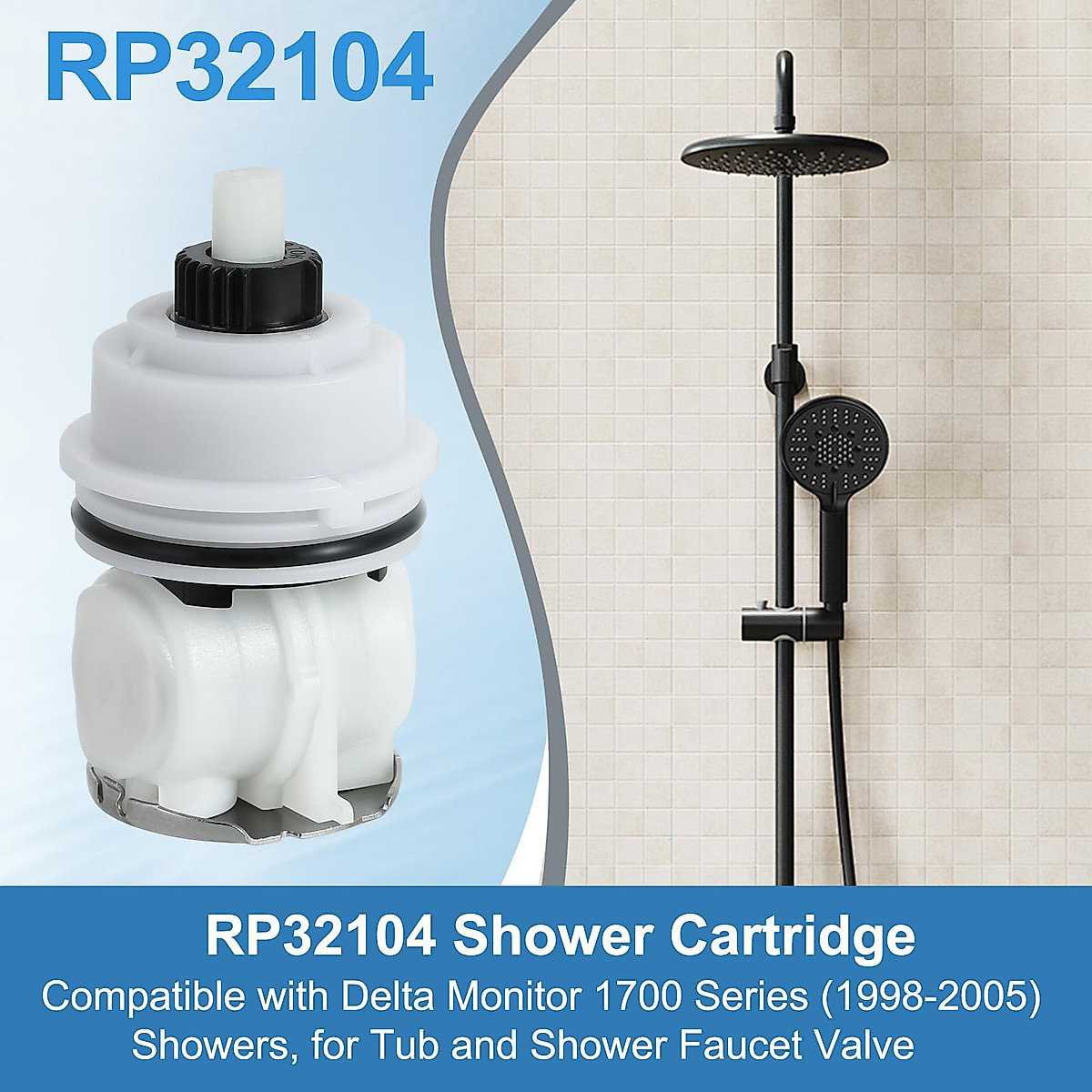 RP32104 Shower Cartridge, Compatible with Delta Monitor 1700 series (1998-2005) Cartridge, for delta Monitor Shower Cartridge for Tub/Shower Faucet Valve