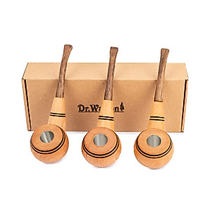 Dr. Watson - Wooden Tobacco Pipes, Set of 3, Classic shape, Handmade from Natural Wood