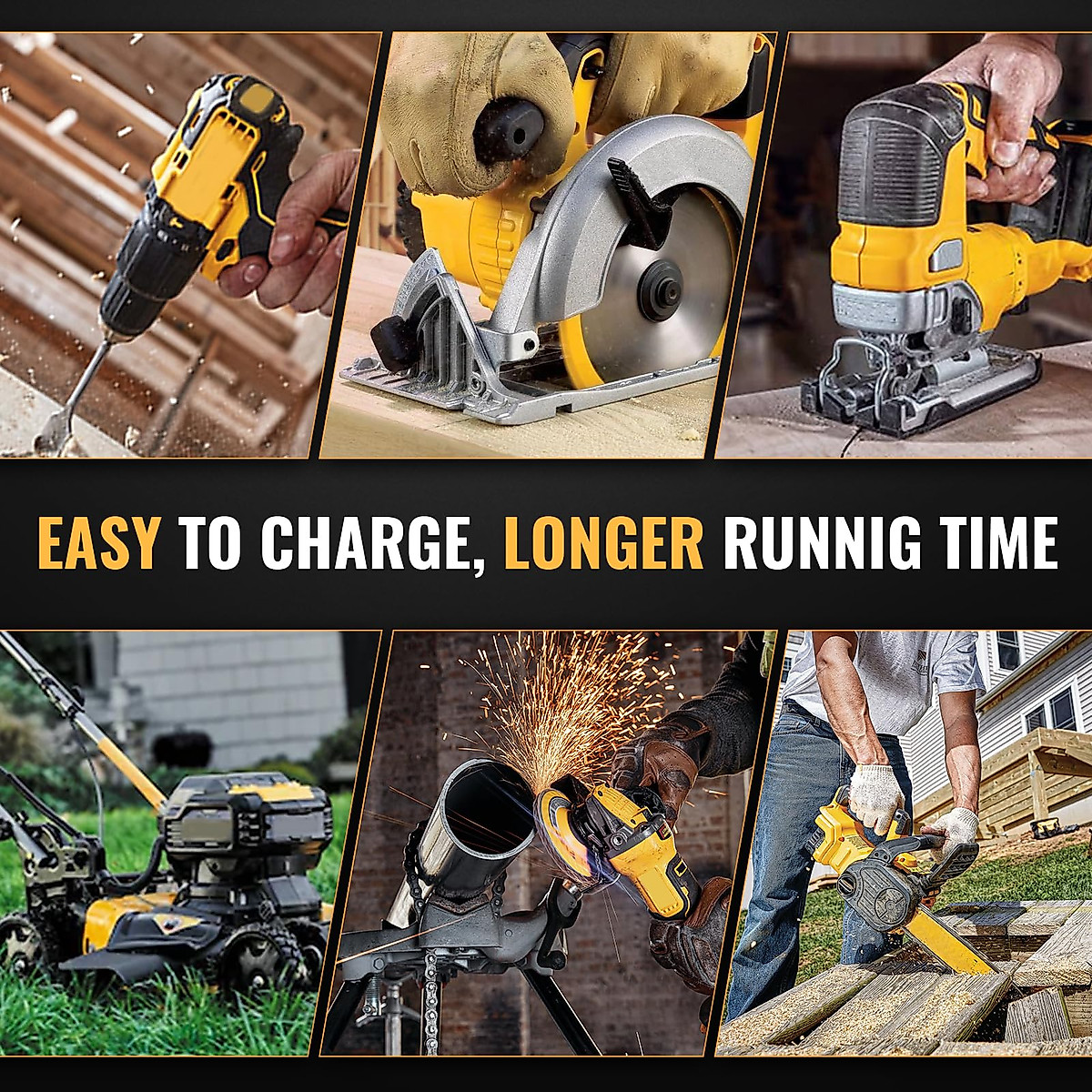 DASNITE 6.0Ah 20V Max Replacement for Dewalt 20V Max Battery Lithium Ion Compatible with Dewalt Batteries DCB200 DCB204 DCB206 DCB201 DCB203 DCD/DCF/DCG Series Cordless Power Tools(2-Pack)