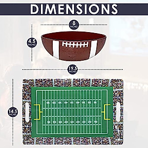 Football Stadium Serving Tray and Bowl, Reusable Game Trays for Football Gameday, Birthday Parties, Tailgate Party Decorations, Chip N Dip Hard Plastic Set