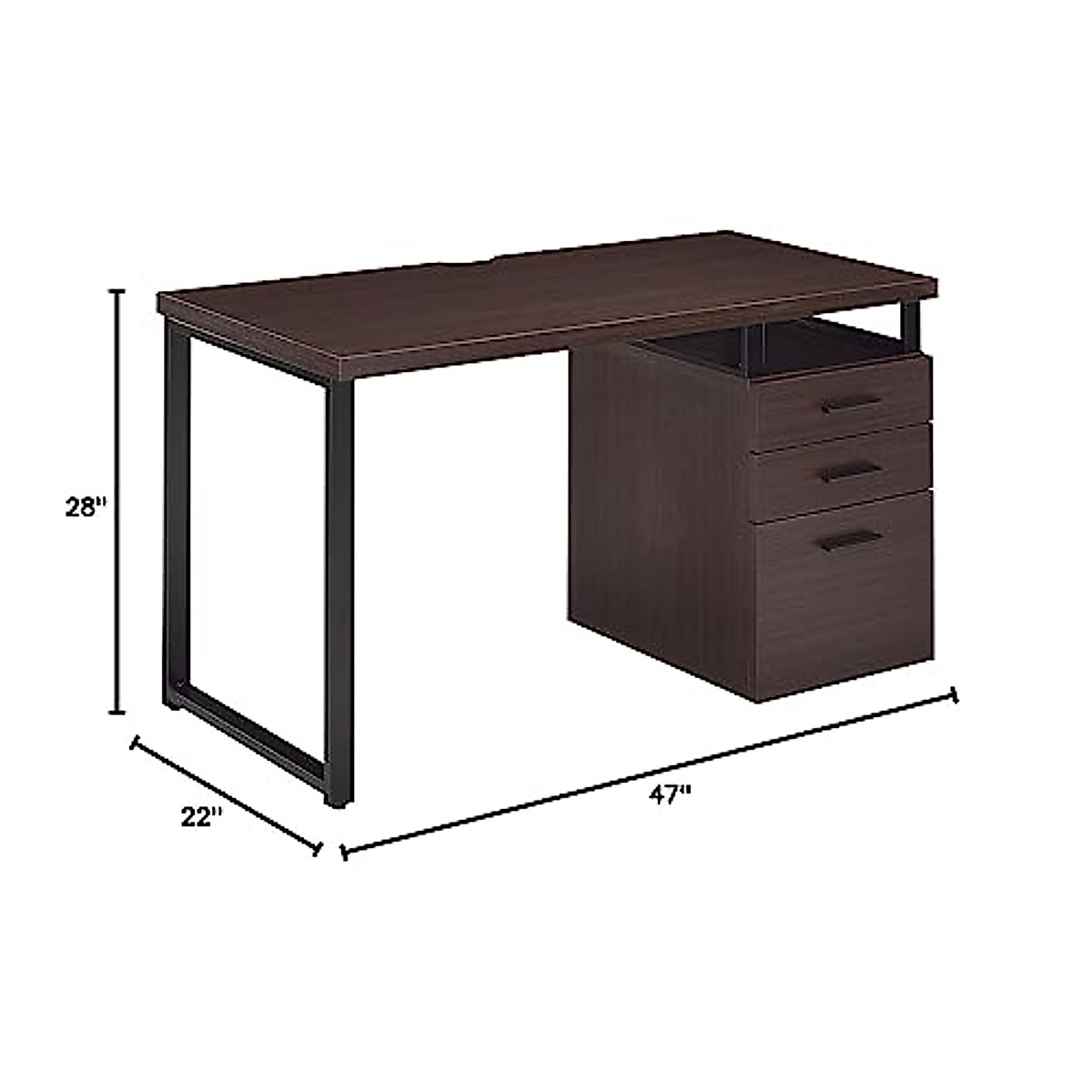 Acme Coy 3-Drawer Wooden Home Office Desk in Dark Oak
