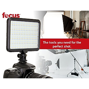 Focus Camera Video Light – 204 LED Dimmable, Ultra Slim and High Power On-Camera Lighting Panel - Built-in Color Temperature Switch – Universal Hot Shoe for Sony, Canon, Nikon, Pentax, DSLR Cameras