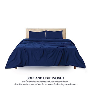 BLC Blue Twin Sheets, Brushed Microfiber Twin Size Egyptian Bedding, Extra Soft Cooling Bed Sheet, Deep Pocket up to 15-inch Mattress, Hypoallergenic Wrinkle, Fade, Shrink Resistant (3 Piece)