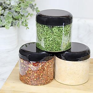 Cornucopia Brands 16oz Clear Plastic Jars w/Domed Lids (6 pack); BPA Free PET Stackable Straight Sided Canisters for Bathroom & Kitchen Storage