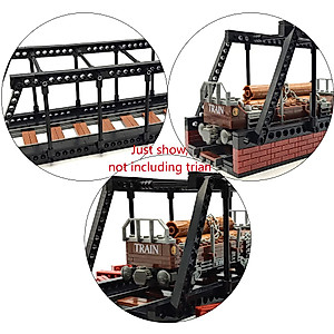 Classic Train Building Bridge City Passenger Express Train Tracks Toys Accessories Railroad Construction Building Block Compatible with Major Brand (Black Bridge)