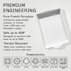 Made In Cookware - Rectangular Baking Dish - White - Hand Crafted Porcelain - Professional Bakeware - Made in France
