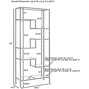 Crosley Furniture Sloane Modern Glass Etagere, Matte Black