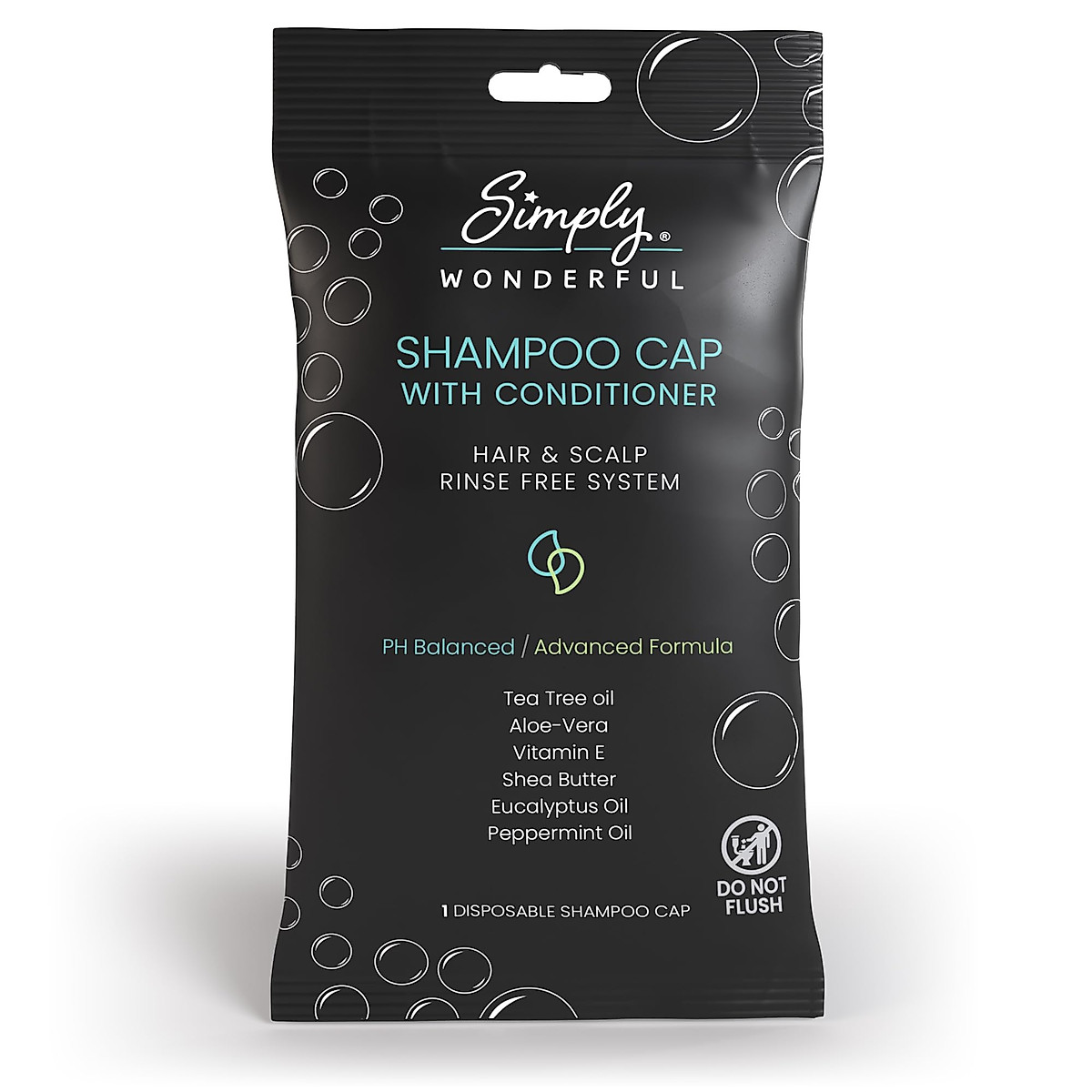 Simply Wonderful Shampoo Caps No Rinse with Conditioner for Hair & Scalp - Advanced Formula w/Aloe-Vera, Eucalyptus, Peppermint & Tea Tree Oil 1 Count (Pack of 6)
