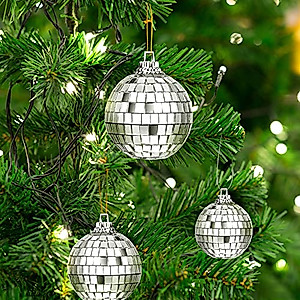 Sumind 28 Pieces Mirror Disco Ball 70s Reflective Mirror Ball Decorations 60s Balls with Fastening Strap for Home Stage Props Festivals Party Accessories