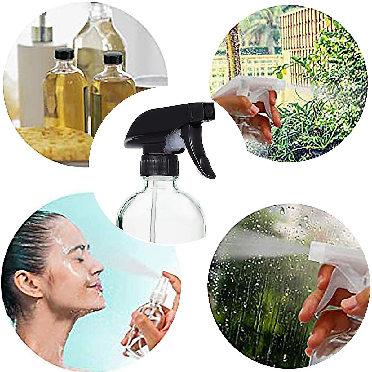 Glass Spray Bottle, Niuta 16 OZ Clear Glass Empty Spray Bottles with Labels for Plants, Pets, Essential Oils, Cleaning Products (1 Pack, Clear.)