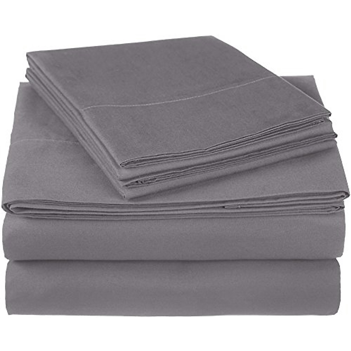 Amazon Brand – Pinzon 300 Thread Count Ultra Soft Cotton Bed Sheet Set, Queen, Graphite Grey