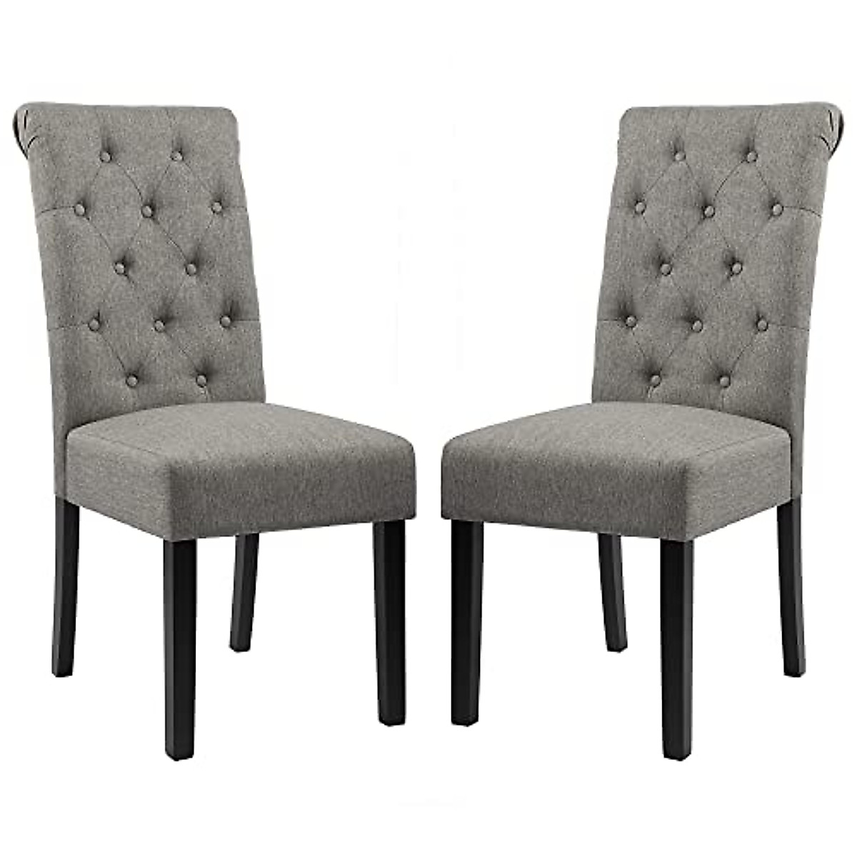 GOTMINSI Upholstered Fabric Dining Room Chairs Tufted Parsons Dining Chairs Accent Kitchen Chairs with Solid Wood Legs for Home Kitchen and Restaurant (Set of 2), Gray