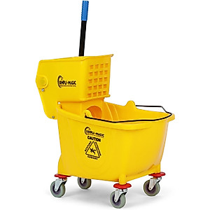 Simpli-Magic Commercial Mop Bucket with Side Press Wringer, 36 Quart, Yellow