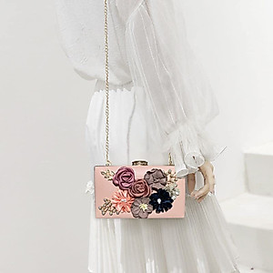 Clutch Evening Handbag Purses for Women Wedding, Flower Bag Formal Bridal Floral Party Prom Bag (pink)