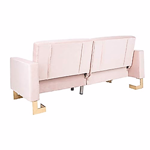 Safavieh Home Tribeca Glam Blush Velvet and Brass Foldable Sofa Bed
