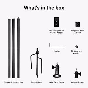 Holicfun 2-in-1 Ground Stake Mount Stand for Outdoor Security Cameras and Solar Panels, Universally Compatible with Ring, Blink, Google Nest, Eufy, Arlo, Wyze, SimpliSafe, and More (Black)