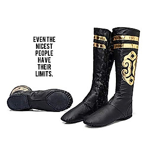Tianrui Crown Women and Ladies Mongolian Dance Shoes, Antiskid Shoes,Leather Dance Boot (Leather,46) Black
