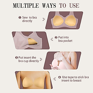 URSMART 4 pairs Bra Cups Inserts,Sports Cups Bra Inserts Push up Breathable,Removable for woman (Beige) …