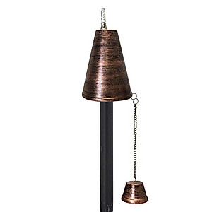 Legends Direct Set of 2, Haiwiian Premium Metal Cone Torches for Outdoor, 54" Tall- Tiki Style/w Snuffer, Fiberglass Wick & Large 32oz Oil Lamp - Torches for Patio, Garden (Brushed Bronze)