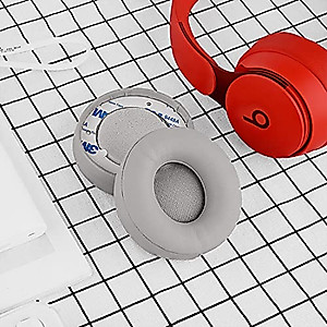 Geekria QuickFit Replacement Ear Pads for Beats Solo Pro (A1881) Headphones Ear Cushions, Headset Earpads, Ear Cups Cover Repair Parts (Grey)