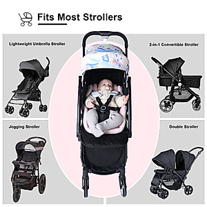 Innokids Baby Stroller Seat Liners 2-in-1 Reversible Cushion Insert with Adjustable Pillow Fit Travel in Summer or Winter (Pink)