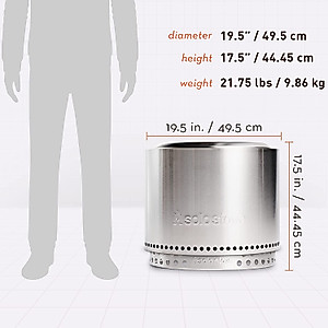 Solo Stove Bonfire Ultimate Bundle 2.0 | Smokeless Fire Pit, Stand, Shelter, Shield, Lid, Handle, Sticks&Tools, Portable Camping Accessories, Wood Burning, Stainless Steel, H: 16.75in x Dia: 19.5in