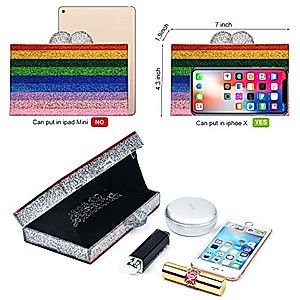 Rainbow Evening Handbag Acrylic Wedding Party Clutch Purse Crossbody Wallet Bag for Women Small