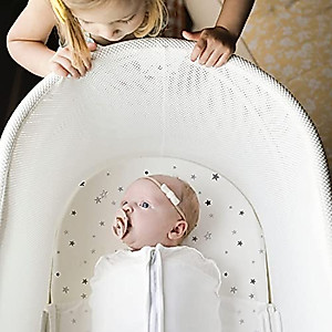 Plushii Bassinet Sheets for Baby Girls 3 Pack, 32"x 16" Extra Soft Microfiber Bassinet Sheet Universal for Oval Rectangle and Hourglass Bassinet Mattress, Rainbow & Pink Elephant & Stars