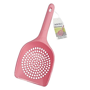 MXCELL Small Plastic Litter Scoop for Cats, Durable Deep Shovel and Long Handle for Sifting Kitty Litter(6 Pack Random Colors)