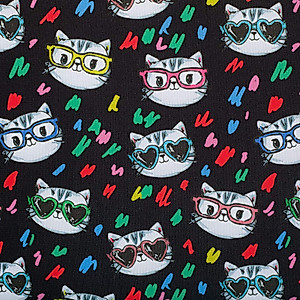 ABS Novelties Cats with Glasses Pattern 10 Pocket Tote (black)