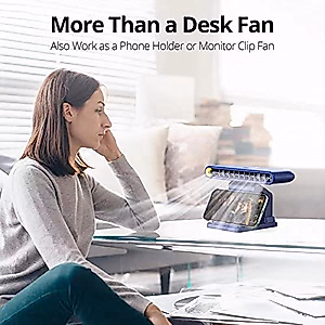 PALIFEL Portable Mini Desk Fan, Touch Control Table Fan, Quiet Cool & Air Circulating Monitor Clip on Fan for Office, 2400mAh Rechargeable Battery Operated Personal USB Small Fans for Home & Outdoor