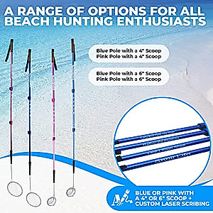 Sand Dipper Full Size Beach Scoop Shovel & Sifter Tool for Beachcombing – Adjustable Sea Glass, Shell, Shark Tooth Sifter for the Beach – Can Be Used as a Walking or Hiking Stick Too – 6”Basket (blue)