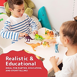 PREXTEX Dinosaur Toys for Kids 3-5 - 12 Dinosaur Figurines and Dinosaur Book for Kids - Realistic Toy Dinosaur Figures - Dino Toys with Educational Books for Boys and Girls